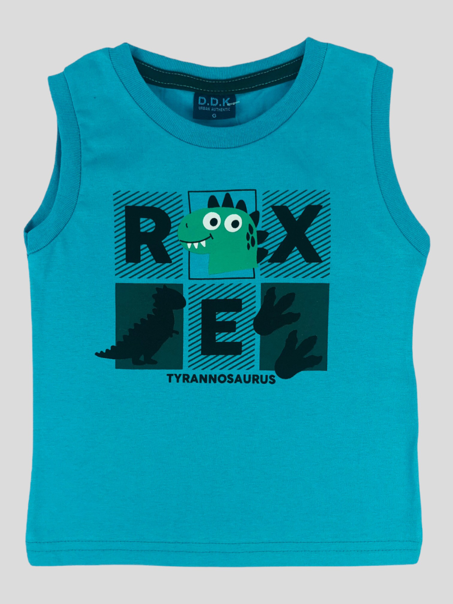 Conjunto Regata M/Malha Estampa Dino Rex e Bermuda Suplex Estampada ...